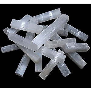DANCING BEAR 2 Pound Selenite Small Sticks- Wands Premium Hand-Sorted Plus Include a Piece of Black Tourmaline Crystal and Educational ID Cards, Bulk, Reiki, Chakra, Good Luck & Protection