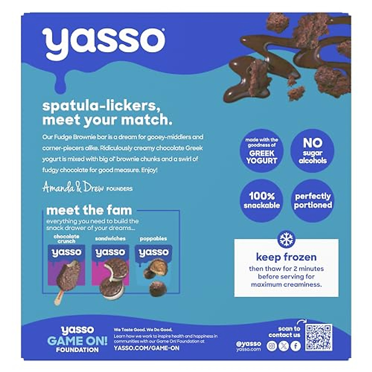 Yasso Frozen Greek Yogurt Bars Fudge Brownie Bars 4 Count for a ridiculously creamy frozen snack made with the goodness of greek yogurt 3.5fl oz