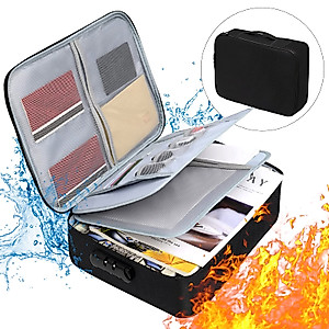 Upusa Fireproof Document Box,Fireproof Document Bag with Lock,3-Layer Important Document Organizer,Fire Proof/Waterproof Safe Bag for Money,Paperwork and Laptop,Travel Home Document Organizer