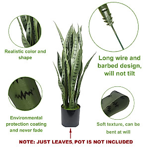 Nevperish Artificial Snake Plant 27 Inches Fake Sansevieria Perfect Faux Agave Desk DIY Plants unpotted for Indoor Outdoor Home Office Decor Garden Modern Decoration Housewarming Gift