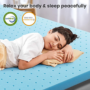 Maxzzz Twin Mattress Topper, 4 Inch Gel Infused Memory Foam Mattress Topper, Cooling Mattress Pad for Pressure Relief Back Pain, CertiPUR-US Certified