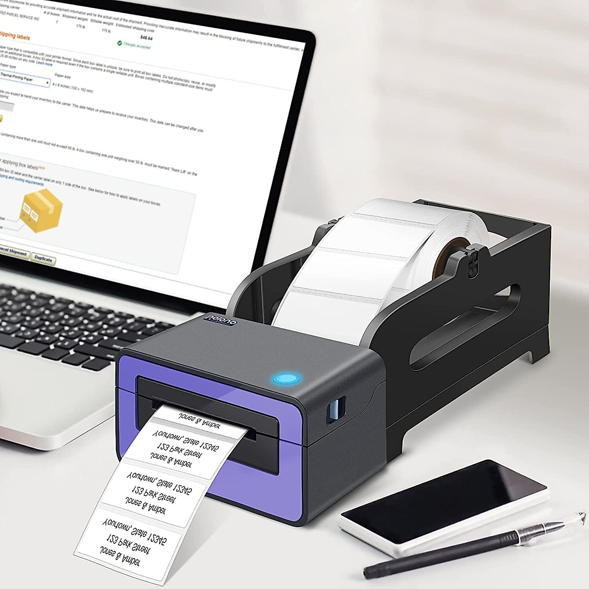 POLONO Genuine 3" x 1" Direct Thermal Label, Self-Adhesive Address Shipping Thermal Label, Barcodes, Address Postage Labels Compatible with POLONO PL60 and PL70E Label Printer (1000 Labels)
