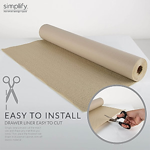 Simplify Adhesive Smooth Top Grip Liner | Shelf | Countertops | Drawers | Cabinets | Cut to Fit | Non-Slip 10 Sq Ft | Taupe | Organization