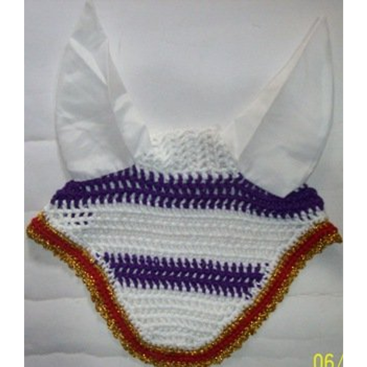 Avani Creations Ad Horse Ear Net Crochet Fly Veil Equestrian Fly Bonnet/Veil/mask Standard Size