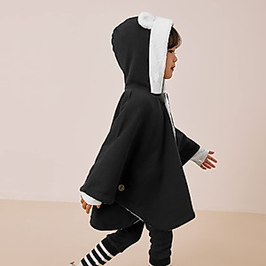 pureborn Toddler Boys Girls Hooded Poncho Cape Cloak Fleece Coat Snowsuit Winter Outfit 1-3 Years Dark Grey Bear