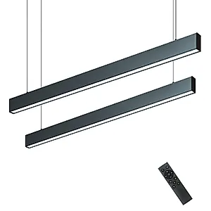 Monios-L LED Linear Pendant Light Fixtures,4FT Dimmable Ceiling/Hanging Kitchen Lights,3000K to 6000k Color Changing,Linkable Modern Lighting for Bedroom/Garage/Gym,Office Lights Remote Control,2 Pack