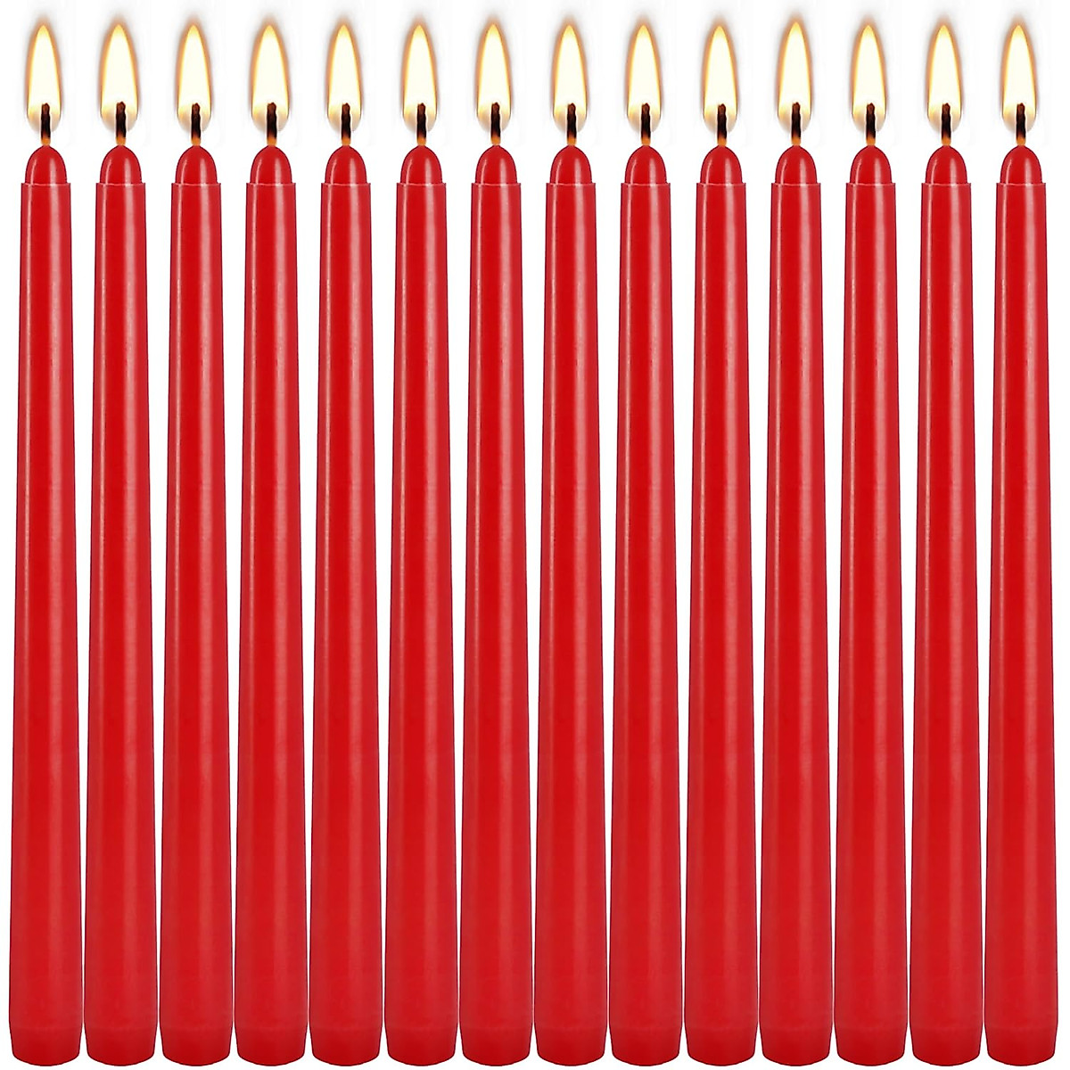 14 Pack Glowing Red Tapers Candles- 10-Inch unscented Candles for 8 Hours of Festive Magic, Perfect for Weddings,Christmas, New Year Celebrations…