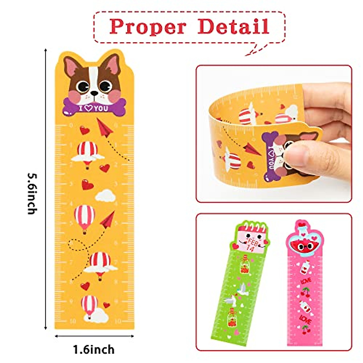 50 Pieces Valentine's Day Bookmark Valentines Day Markers Fun Book Marks Valentines Day Page Clips Bookmarks Happy Valentine's Day Gifts for Kids Classroom Supplies Party Favors, 10 Designs