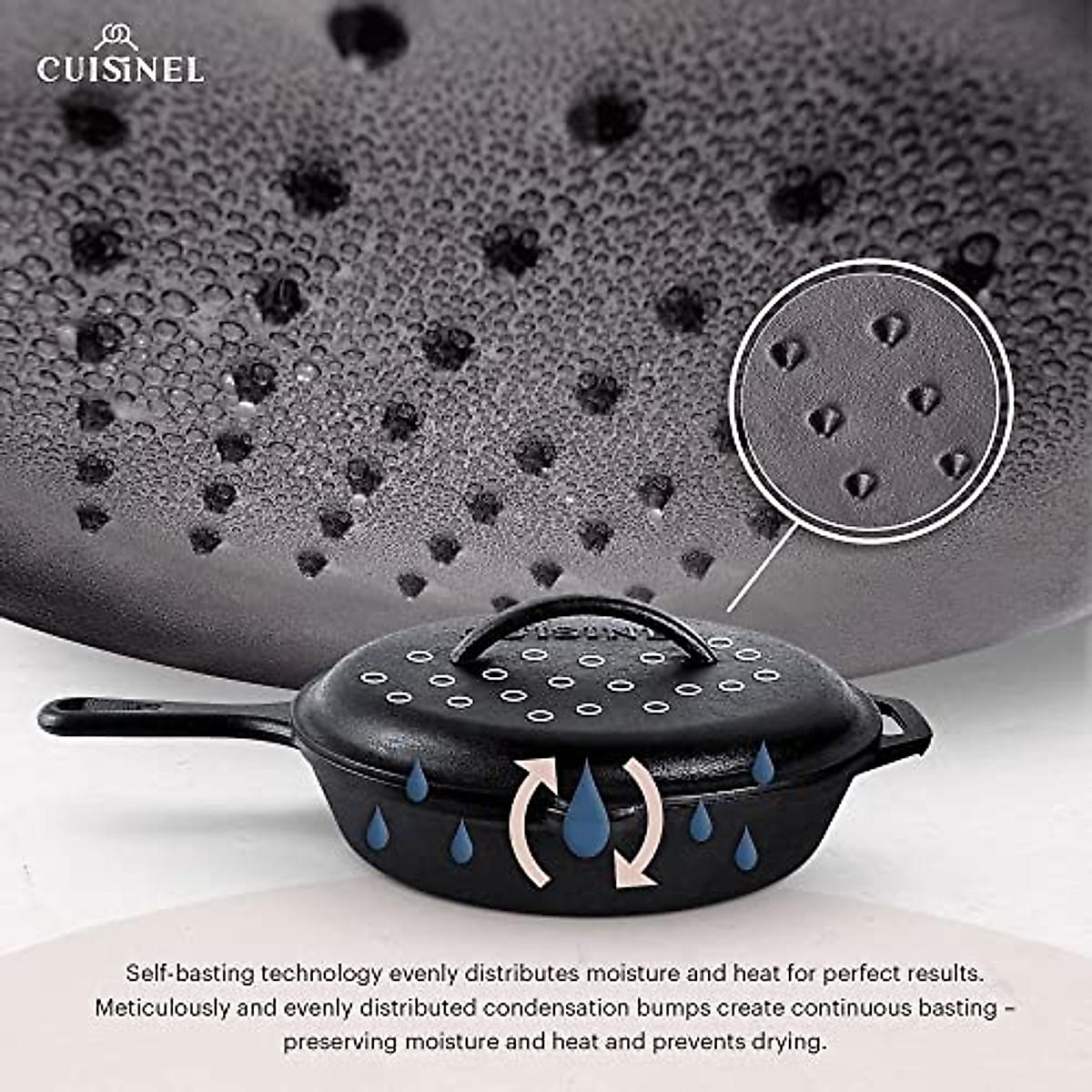 Cast Iron Skillet Set with Lids - 10"+12"-inch Pre-Seasoned Covered Frying Pan Set + Silicone Handle and Lid Holders + Scraper/Cleaner - Use Indoor/Outdoor, Oven, Stovetop, Fire, BBQ Kitchen Cookware