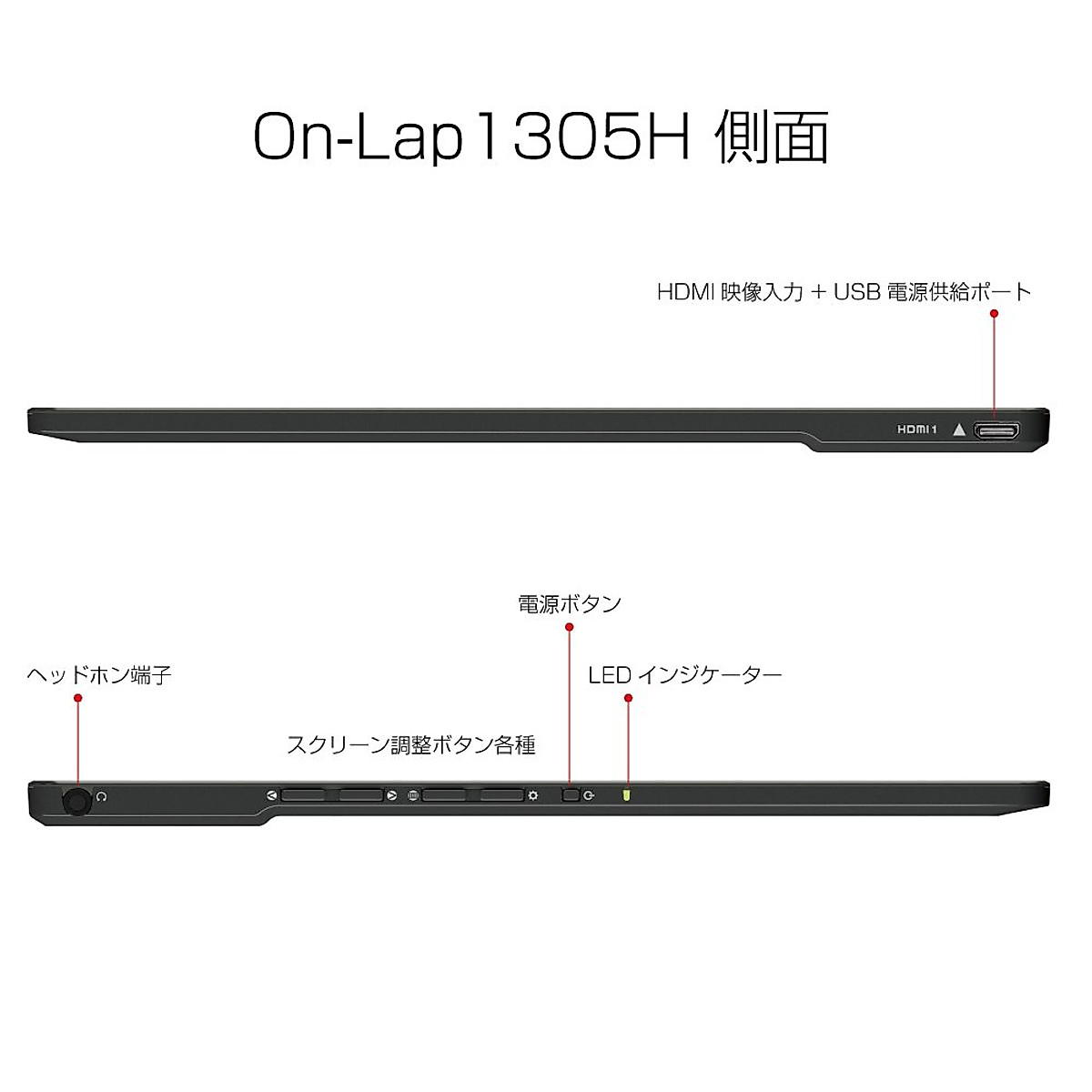 GeChic 1305H 13.3 inch FHD 1080p Portable Monitor with HDMI, Ultra Slim, Light Weight, Horizontal & Vertical Display Connect, Audio Jack