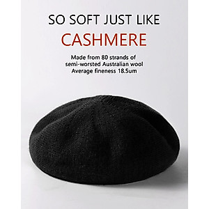 Women Wool Beret Hat French Style Winter Warm Solid Color Classic Knit Beret Cap