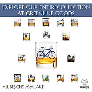 Greenline Goods – Bicycle Whiskey Glasses (Set of 2) |10 oz Tumbler Gift Set with Colorful Cyclist Designs | Unique Gifts for Cyclists & Bike Riders [Navy]