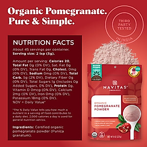 Navitas Organics Pomegranate Powder, 8oz. Bag, 45 Servings — Organic, Non-GMO, Freeze-Dried, Gluten-Free