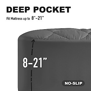 King Size Heated Mattress Pad Water-Resistant Electric Mattress Pad Cover Bed Topper Stretches up 8-21" Deep Pocket, Grey