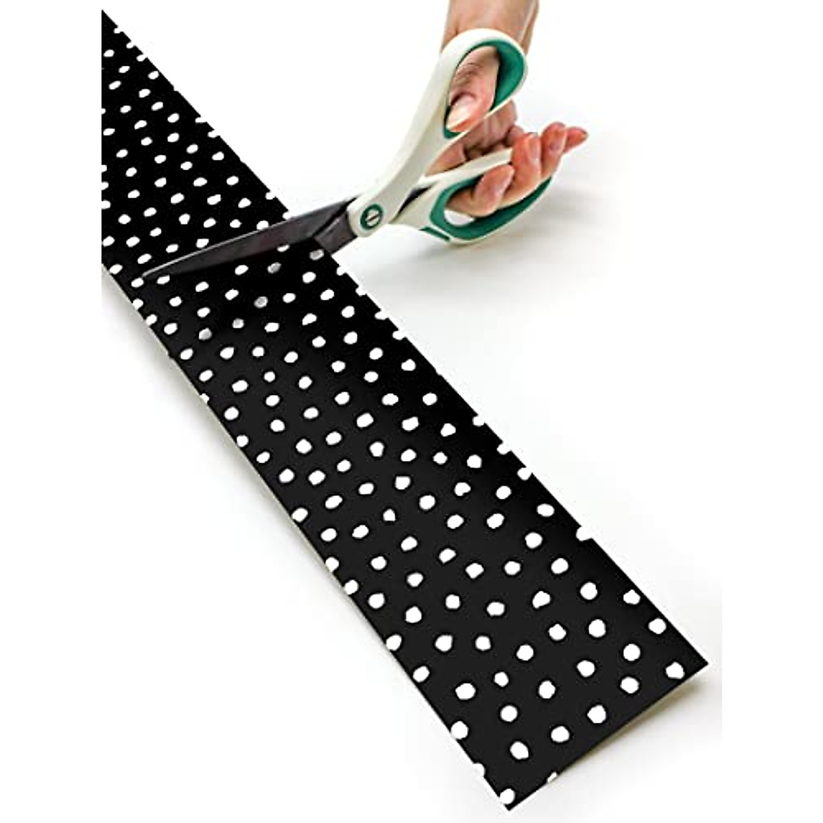 Teacher Created Resources White Painted Dots on Black Straight Rolled Border Trim (TCR8911)