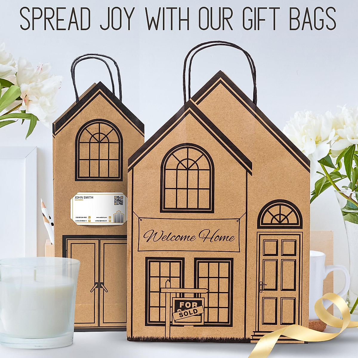 Welcome Home Bundle of 10 House Shaped Gift Bags
