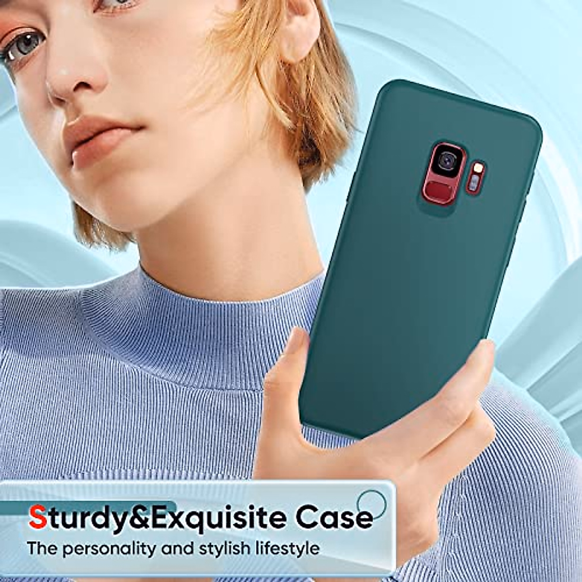 LeYi Galaxy S9 Case, Ultra Slim Shockproof Silicone Protective Cover with Microfiber Lining, 3 Layers, Green