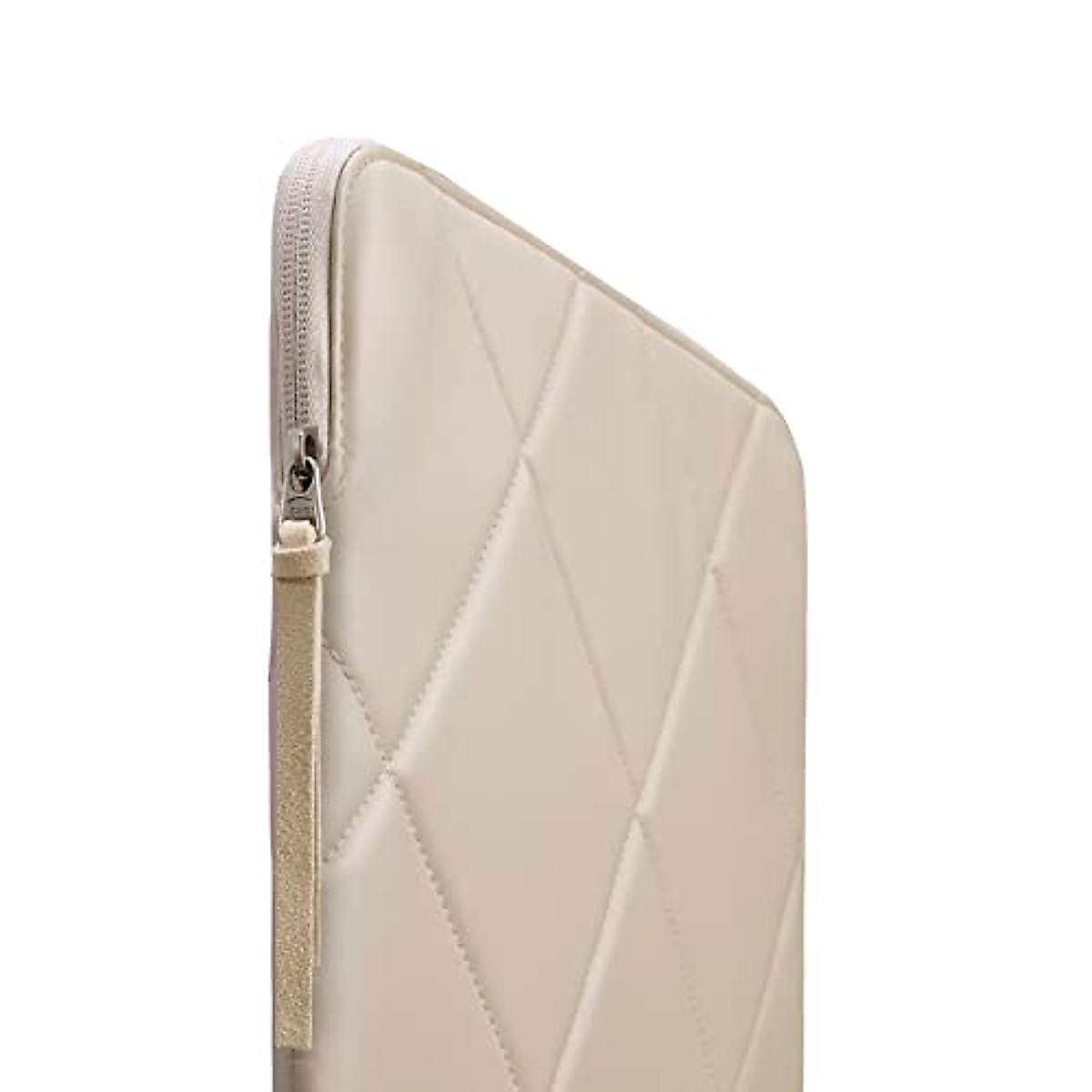 Comfyable Slim Cute Laptop Sleeve 13 Inch 14 Inch Compatible for MacBook Air M2 M1, MacBook Pro 13-14 Inch M2 M1 2023-2020, Quilted Faux Leather Laptop Computer Carrying Mac Case for Women, Beige