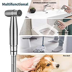 New Version Handheld Bidet Toilet Sprayer Head, Stainless Steel Bidet Sprayer, Diaper Cloth Bathroom Sprayer, Bidet Sprayer Head for Toilet or Kitchen Cleaning - Brushed Nickel