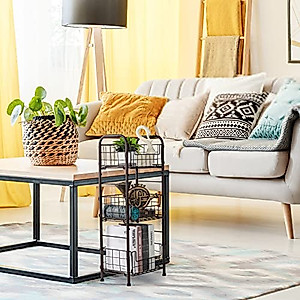 Bathroom Standing Shelf Unit, 3 Tier Towel Storage Shelf Metal Storage Rack for Bathroom Holds Bath, Soap, Shampoo, Paper and Toiletries(Brown)