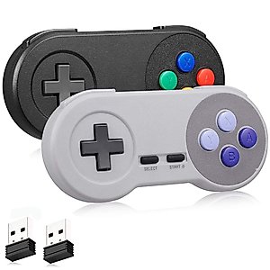 KIWITATA 2 Pack Wireless SNES USB Controller for Retro Games, kiwitatá 2.4ghz Remote Wireless SNES Emulator Game Pad Controller for Windows PC MAC Retropie