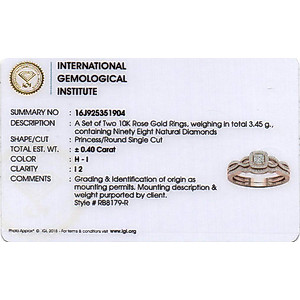 DZON IGI Certified 10k Rose Gold 3/8CT TDW Princess & Round Cut Diamond Halo Engagement Ring Set Love Gift for Women (I-J, I2)