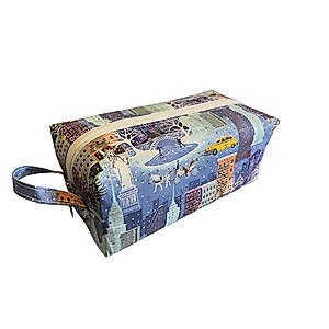 Snowy Manhattan NYC Boxy Pouch, Toiletry Bag, Dopp Bag, Zipper Pouch, Accessory Bag, Dopp Kit, Travel Bag, New York City Theme (B319)
