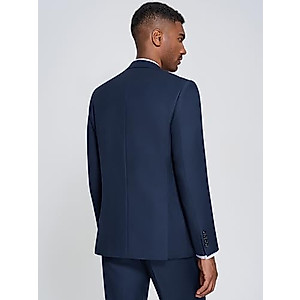 CHAMA Men's 100% Wool 2 Piece Suit Set, Classic Fit Two Button Suit Jacket Blazer & Pants Set Suit - Many Colors Navy…