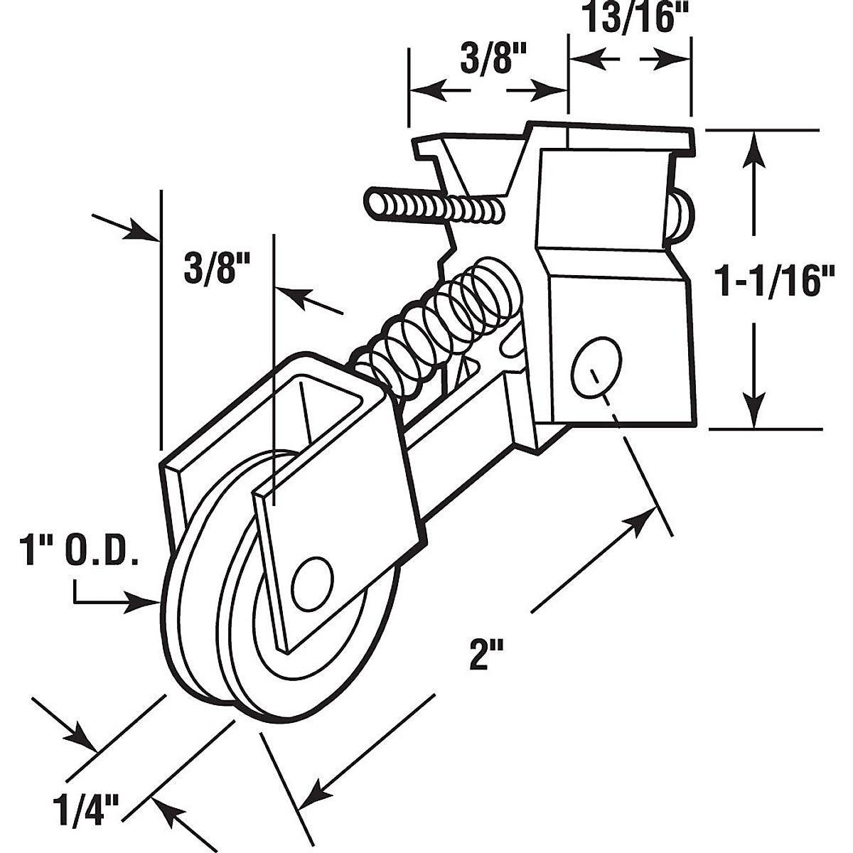Prime-Line Products B 586 Screen Door Roller Assembly with 1-Inch Miller Nylon Wheel,(Pack of 2)