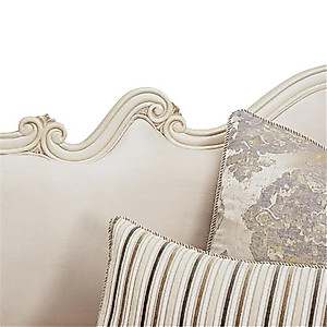 Michael Amini Lavelle Classic Pearl Traditional Velvet Settee in Ivory