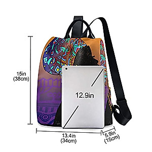 ALAZA Portrait Ethnic African Woman Backpack Purse for Women School Travel Bag Anti Theft Back Pack Fashion Shoulder Bag with Adjustable Straps
