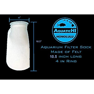 AquaticHI 4 Pack Felt Filter Socks, 200 Micron, 4 Inch Ring by 10.5 Inch Long, for Freshwater/Saltwater Aquariums, Ponds, Use in Sumps/Overflows