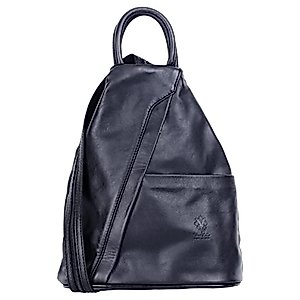 Primo Sacchi Italian Soft Black Leather Top Handle Shoulder Bag Rucksack Backpack Medium