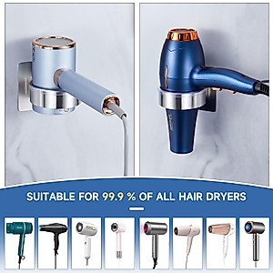 Oukimly Hair Dryer Holder Wall Mounted, Blow Dryer Holder, Stainless Steel Hair Tool Organizer, Adhesive Hairdryer Holder for Bathroom Barber Shops, Hair Dryer Storage, No Drilling