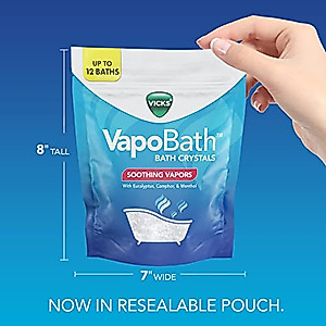 Vicks VapoBath, Bath Salts, Bath Bomb, Non-Medicated Bath Crystals, Comforting Vicks Vapors, Vapor Bath, Aromatherapy with Eucalyptus and Menthol Scent, Contains Essential Oils, 36 OZ