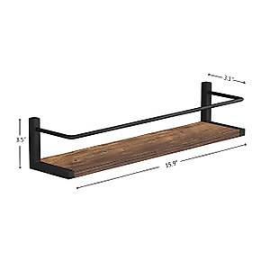 JOIN IRON Kitchen Wall Mount SpiceRack,Natural Wood Spice Rack Organizer for Cabinet, Hanging Spice Shelf for Kitchen Seasoning Organizer, Cabinet Organizer and Wall Storage (Country Rustic)