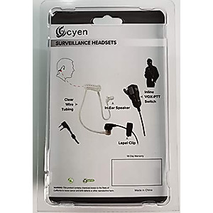 cyen Two Way Radio Headset Noise Canceling Transparent Security Earphones Works with Midland Walkie Talkie GMRS/FRS Radios with PTT/VOX – Pair