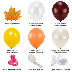 Little Pumpkin Autumn Party Balloons Garland Arch, Autumn Theme Party Balloon Arch Orange Gold Brown Maple Leaves Backdrop For Fall Theme Bridal Shower Thanksgiving Wedding Engagement Birthday Party