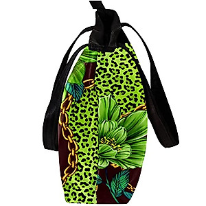 Tote Bag Women Satchel Bag Handbag Stylish Tote Handbag for Women Hobo Bag Fashion Crossbody Bag, Leopard flower chain green