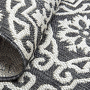 Nicole Miller New York Patio Country Danica Transitional Geometric Indoor/Outdoor Area Rug, Black/Grey, 7'9"x10'2"