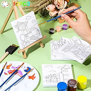 Meanplan 12 Pcs Pre Drawn Outline Canvas 10 x 8 Inch, Pre Drawn Stretched Canvas Painting Boards for Painting Art Party Favor for Adult Student Kids DIY(Scenery)