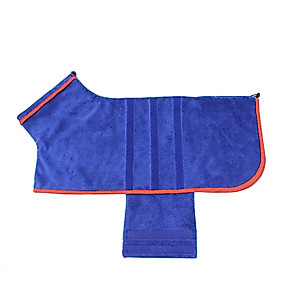 Dog Drying Coat Bathrobe Towel, Microfibre Material Fast Drying Super Absorbent Dog Bath Robe, Pet Quick Drying Moisture Absorbing with Adjustable Collar and Waist