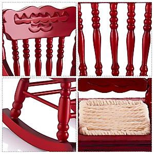 Sumind 2 Pieces Doll House Wooden Chairs 1:12 Christmas Dollhouse Accessories Mini Wooden Rocking Chairs Model for Dollhouse Accessories Furniture Decoration