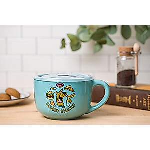 Silver Buffalo Scooby Doo Scooby Snacks Ceramic Soup Mug with Vented Plastic Lid, 24 Ounces