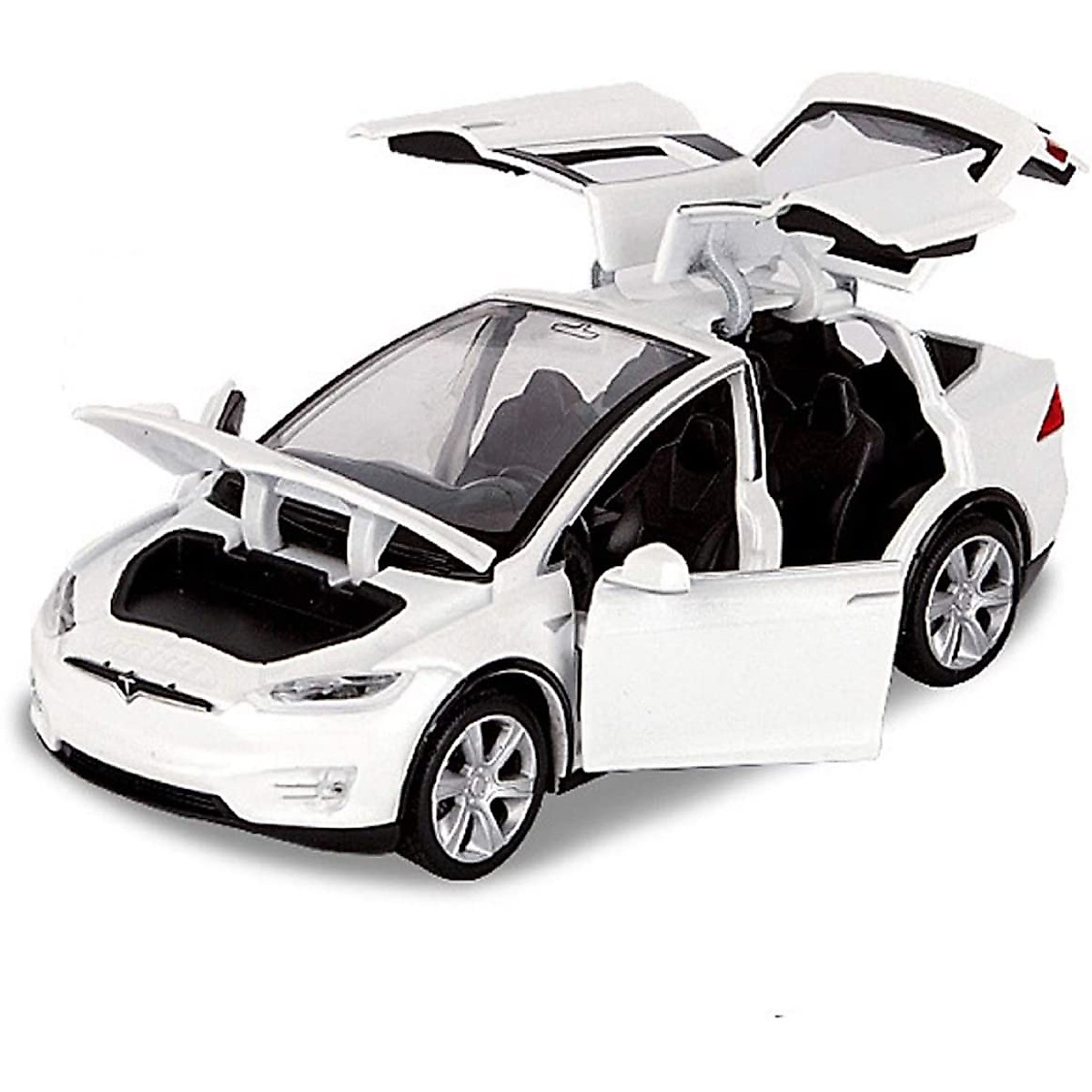 gidoyi Toy Car Model X, Pull Back Car Toys Alloy Vehicles with Lights and Sound 1:32 Scale Model Car (White)