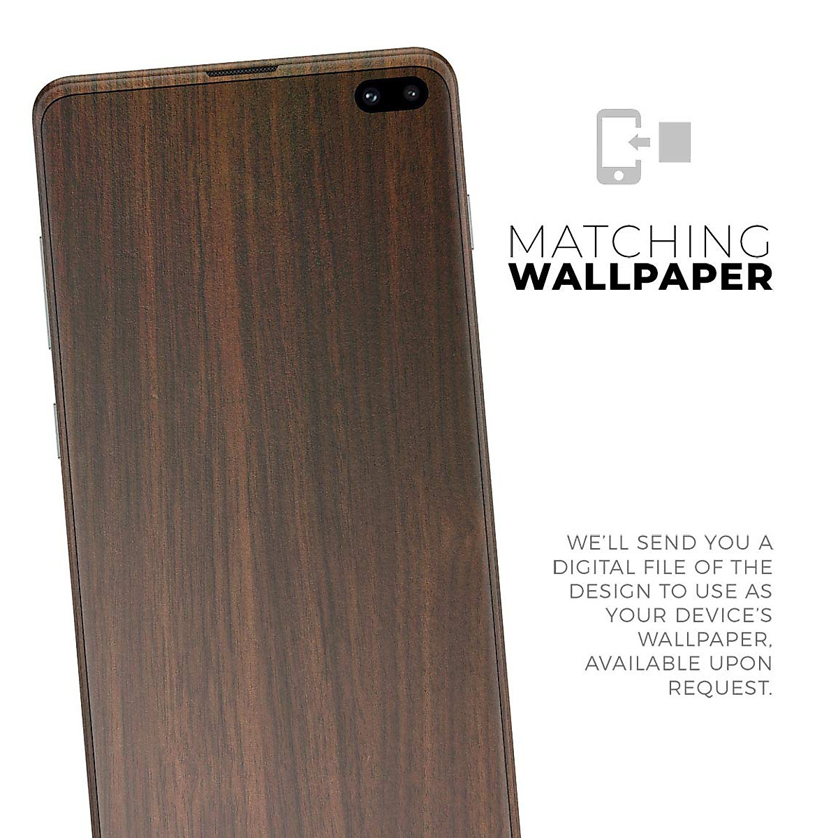 DesignSkinz Dark Walnut Stained Wood Protective Vinyl Decal Wrap Skin Cover Compatible with The Samsung Galaxy S20 (Screen Trim & Back Glass Skin)