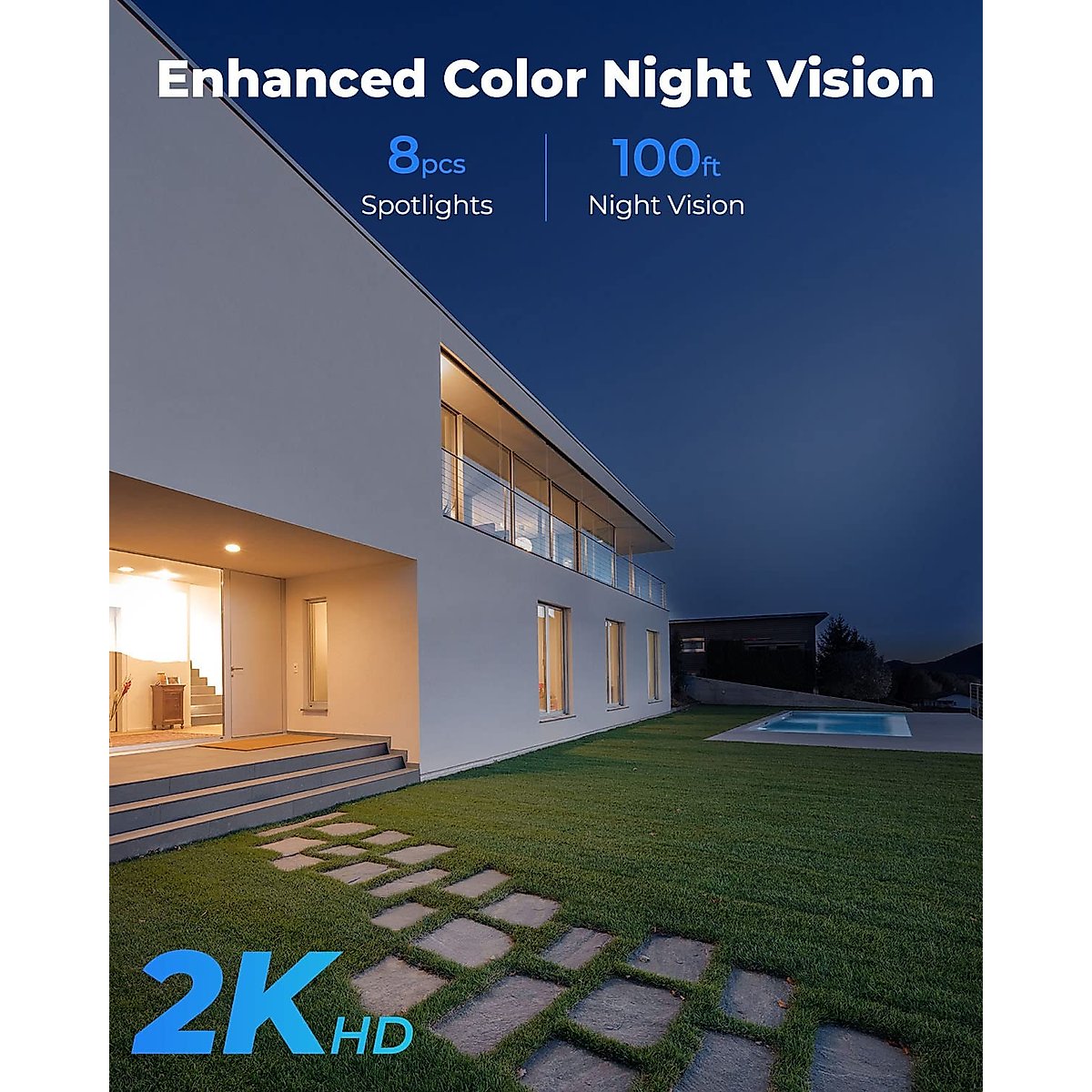 REOLINK Duo WiFi - 2K 4MP Outdoor WiFi Cameras for Home Security, Ultra-Wide Angle Security Camera, Color Night Vision, Person/Vehicle Detection, 2.4/5 GHz WiFi, Two-Way Audio, IP66 Waterproof