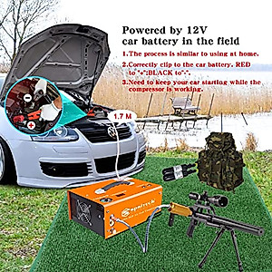 Spritech PCP Air Compressor,Auto-shutoff 4500Psi/30Mpa Oil/Water-Free Set-pressure Air Gun and Paintball Tank Pump with Water/Oil Separator,Built-in Power Adapter(110V AC or 12V Car Battery)
