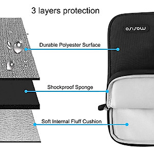MOSISO Laptop Shoulder Bag Compatible with MacBook Air/Pro,13-13.3 inch Notebook,Compatible with MacBook Pro 14 inch 2023-2021,Polyester Briefcase with Front 3 Rectangle Separate Pockets & Belt, Black