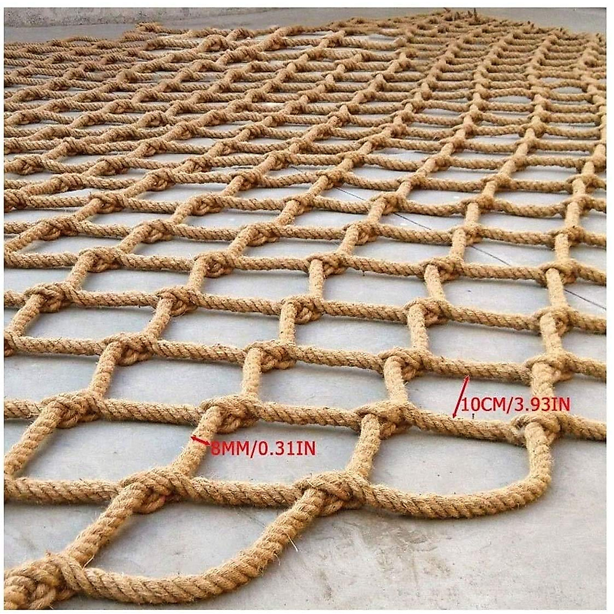 RZM Rope Net Wall Decor, Playground Climbing Net Kids Safety Net Treehouse Fence Net Birds Protective Net Children Swing Heavy Duty Hemp Cargo Cover Hammock Nets Child Safety Netting for Balcony